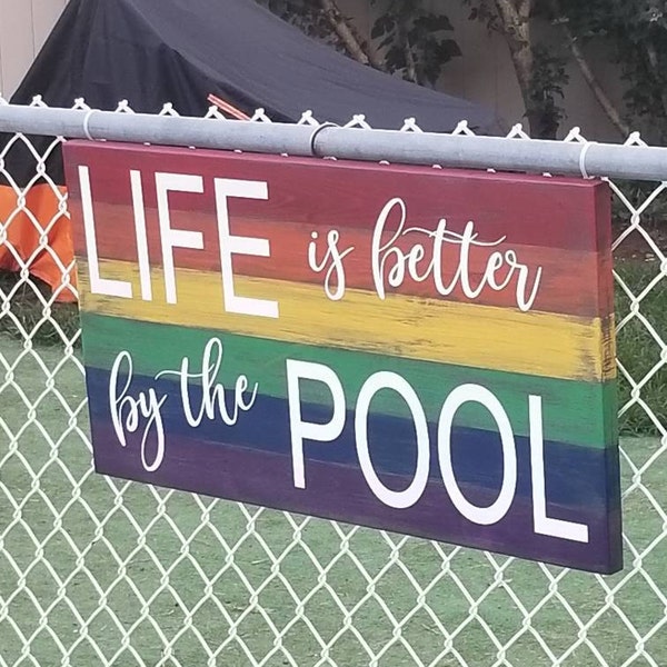 Life is Better by the Pool, Pool Signs, Deck Signs, Outdoor Sign ...