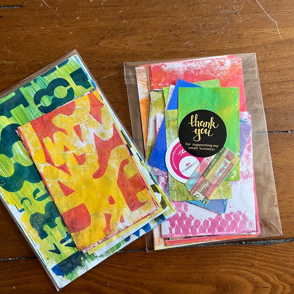 Multicolormixed Media, Collage Paper Kits, Hand Painted Papers. 40 A6 ...