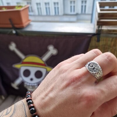 Japanese Koi Fish With Onyx Ring for Men, Signet Gemstone Ring, Onyx ...