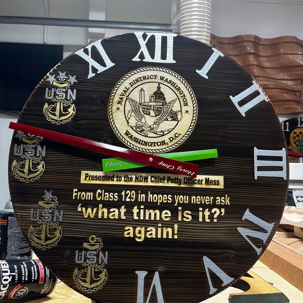 Navy Chief Mess Clock Made From Solid Wood With High Torque Mechanism ...