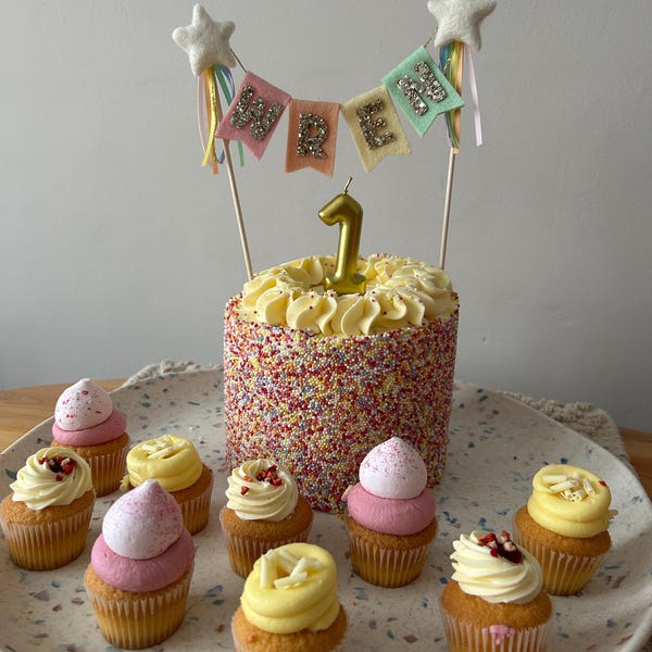 Felt Bunting Cake Topper | First Birthday | Girls Birthday | Boys ...