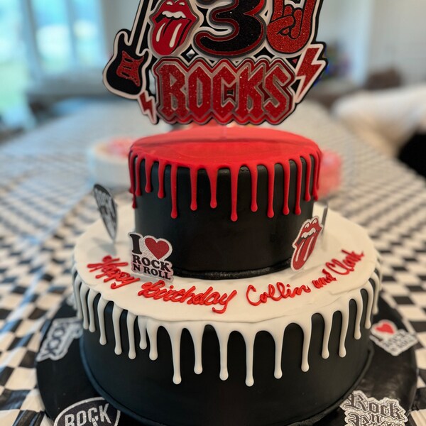 Rock N Roll Theme 1 2 3 4 5 Rocks Cake Topper - Etsy