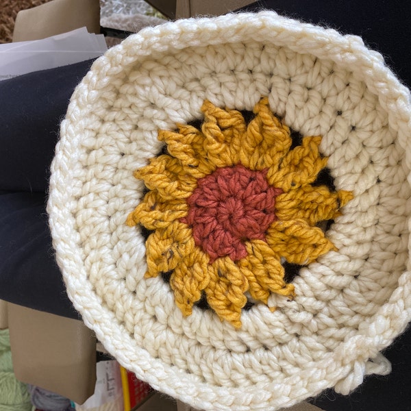 CROCHET PATTERN - Sunflower Basket - Crochet Basket - DIY - Crochet ...