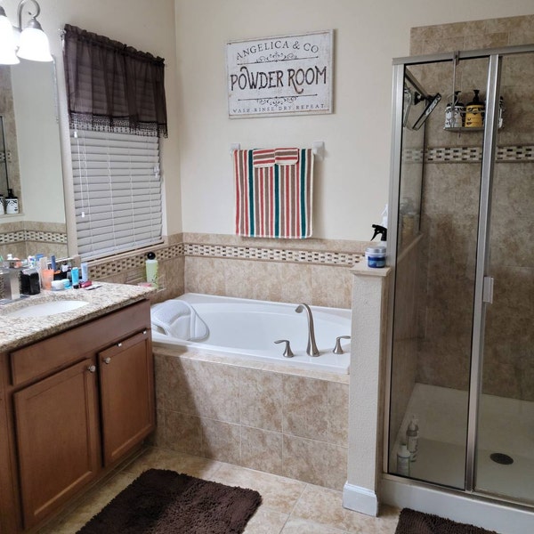 PERSONALIZED Custom Powder Room Sign Bathroom Family Name and Co Sign ...