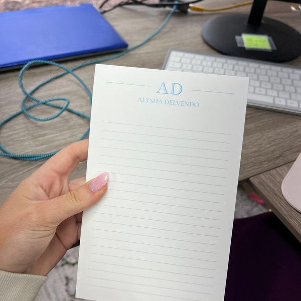 Personalized Monogram Notepad Stationery Desk Pad Elegant Custom ...