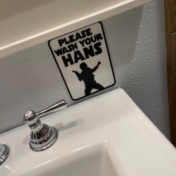 Wash Your Hans Star Wars Bathroom Sign | Funny Dad Joke Decor - Etsy