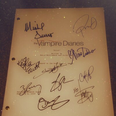 Vampire Diaries TV Script Signed Autograph Card Stefan Salvatore, Damon ...