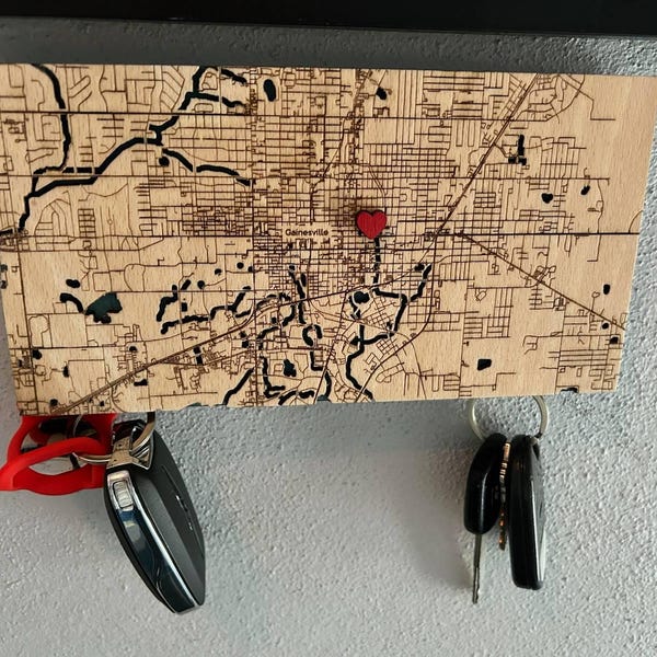 Personalized Location Map Key Holder, Custom Magnetic Key Organizer ...