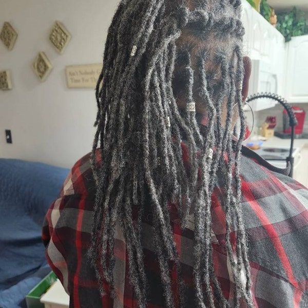 Salt and Pepper Human Hair Dreadlocks | Afro Kinky Loc Extensions ...