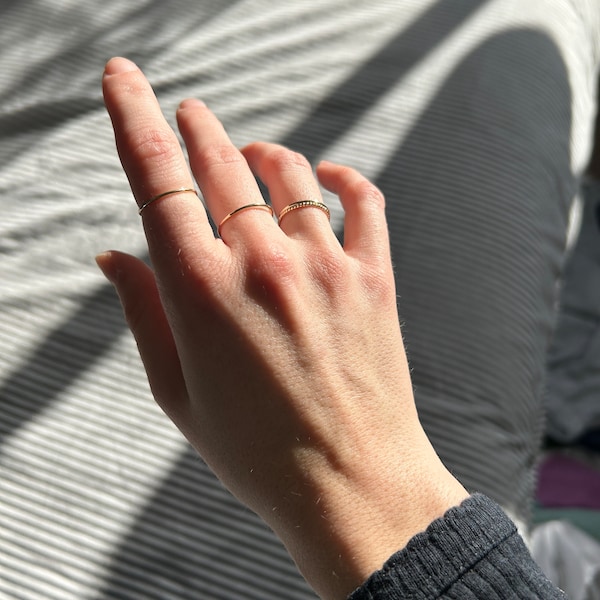 14k Gold Filled Stacking Ring Set / Set of 4 Stacking Rings/ Rope Ring ...