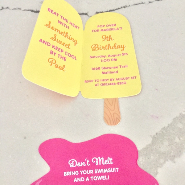 Popsicle Party Invitation, Pool Party Invite, Ice Lolly, Summer Party ...