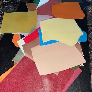 Mix HAIR on LEATHER Hide Scraps, Mix of Different Colors / Textures, 10 ...