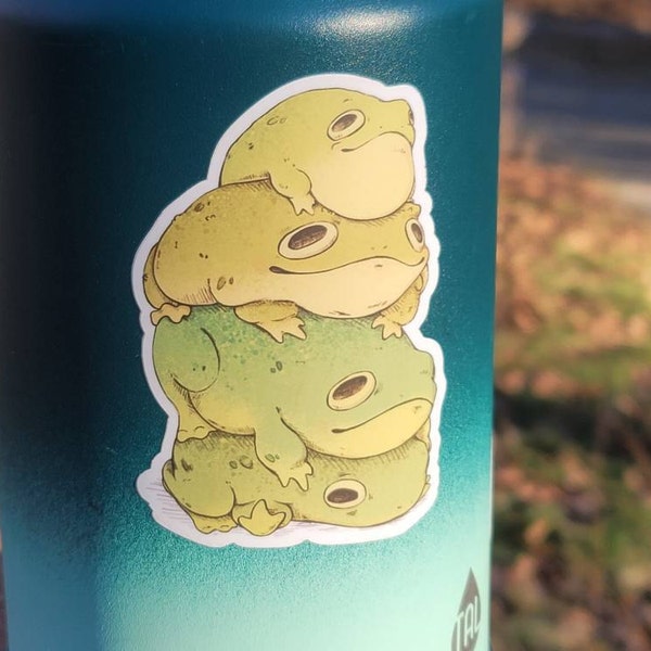 Frog Stack Vinyl Sticker - Etsy