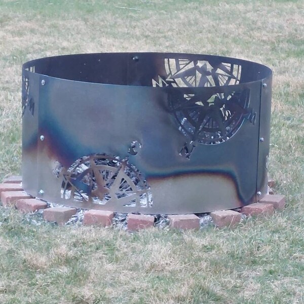 Compass Fire Ring, Compass Rose, Fire Pit, Corten Outdoor, Map ...