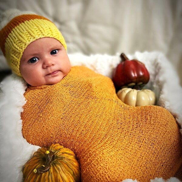 Handknit Halloween Candy Corn Beanies/luxury Chunky Candy Corn Knit ...