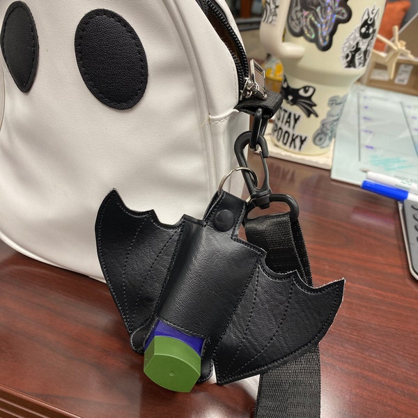 Batty Black Bat Vinyl Embroidery Inhaler Cover Inhaler Case Halloween ...