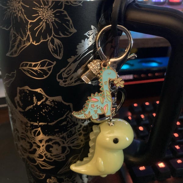 Chibi Iridescent Dinosaur Keychain - Etsy