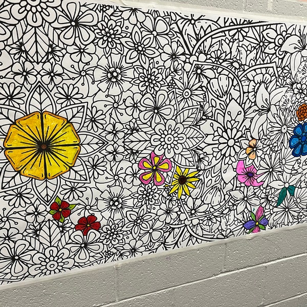 GIANT Flower Mandala Coloring Poster | 72" X 30" Premium Coloring Paper ...