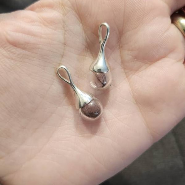 Sterling Silver Glass Ball Pendant With Loop Caps (christmas Ornament ...