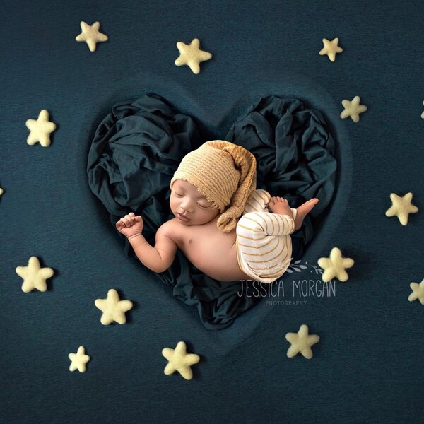 Starry Night Blue Heart Bowl With White Stars Digital Backdrop, Deep ...