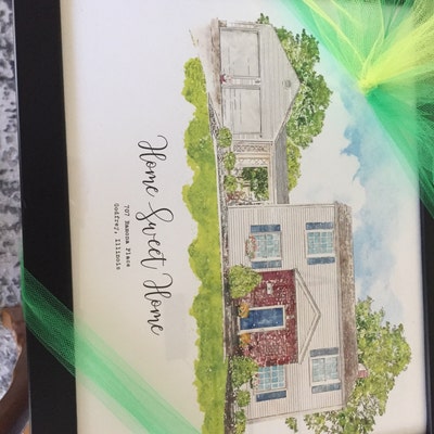 Custom House Drawing, House Illustration, Watercolor House Painting ...