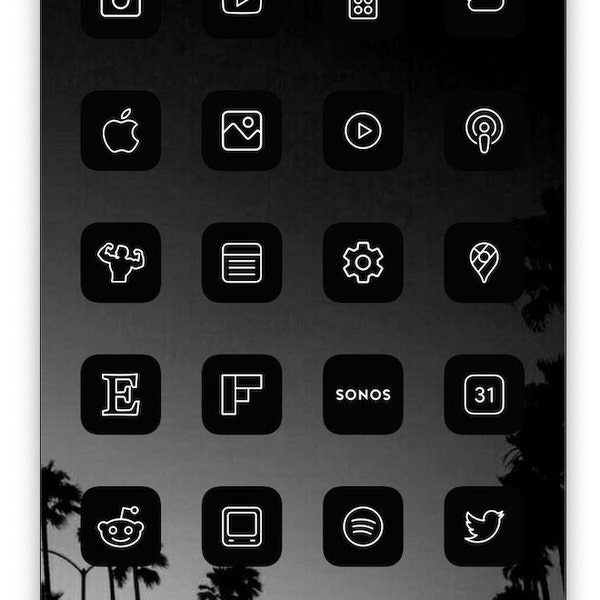 Black App Icon Pack - Premium Handcrafted Icons for Aesthetic Dark Ios ...