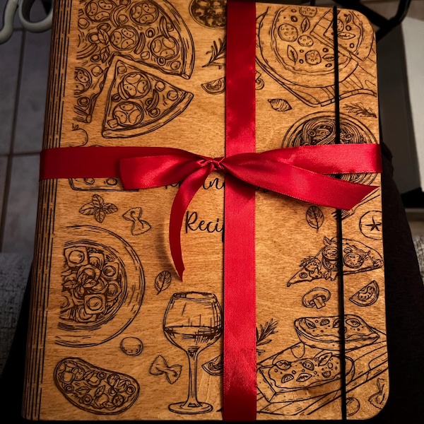 Personalized Wooden Recipe Book Binder Custom Journal Cookbook Notebook ...