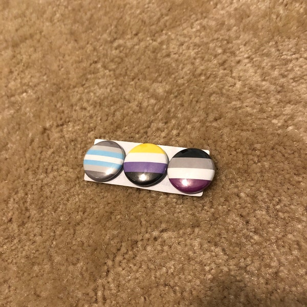 Asexual Ace Pride Flag Pin Badge Pinback Button ~ 1" Pin 1.5" Pin 2.25 ...