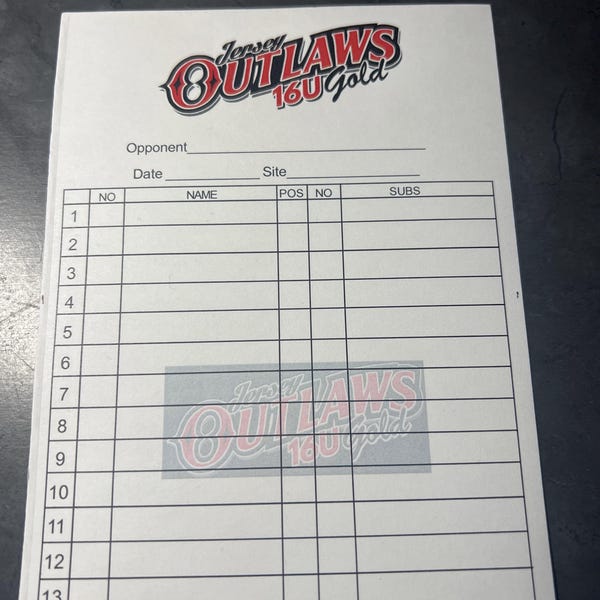 Baseball Softball Line-up Cards W/team Roster (names) Customized - 4 ...