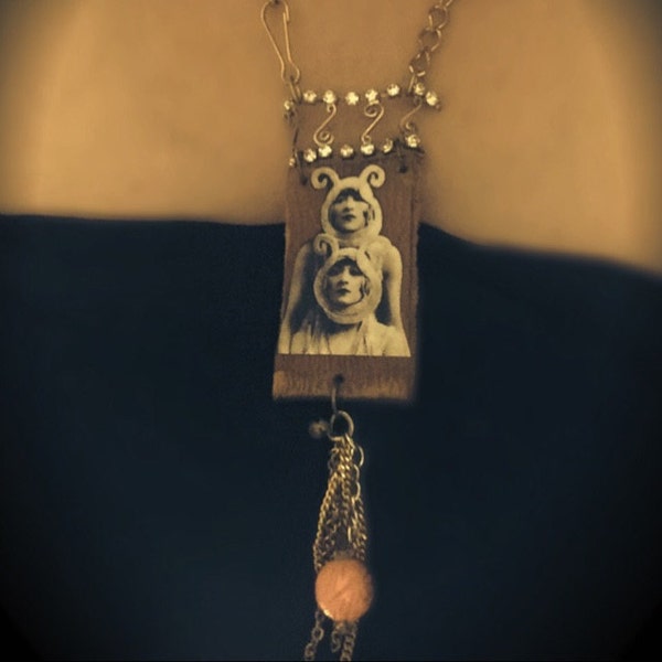 Assemblage Worn Leather Rocker Pendant. Boho Foundobject Jewelry. - Etsy