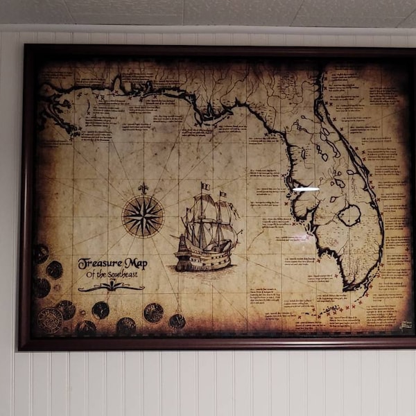 Treasure Map of the Southeast Limited Edition, 16" X 22" Treasure Map ...