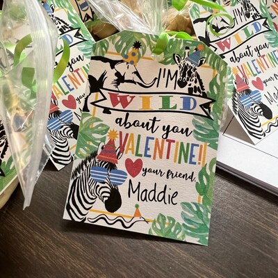 Wild Animal Valentine's Day Printable Tag, Jungle Valentine Class ...