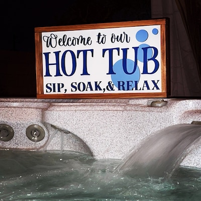 Welcome to Our Hot Tub SVG, Hot Tub Quote, Summer Cut File, Patio Sign ...