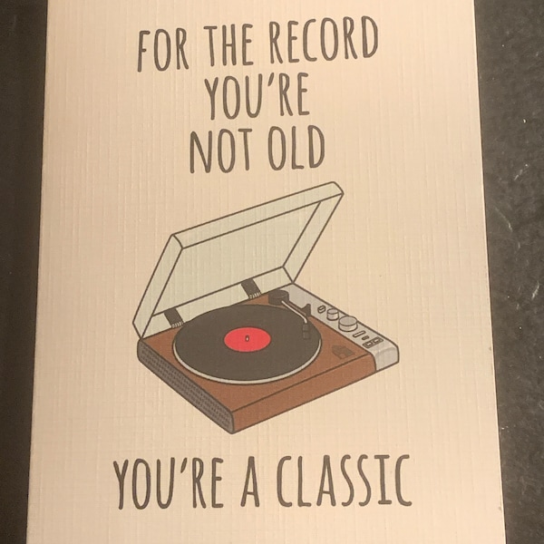 Funny Birthday Card for Vinyl Collector: Classic Retro Turntable Record ...