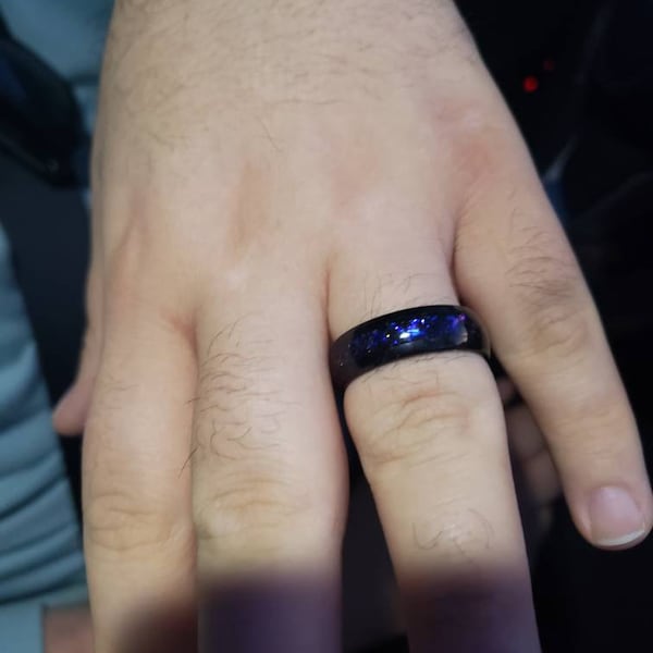 The Astronomer - Nebula Ring, Mens Wedding Ring, Black Tungsten Outer ...