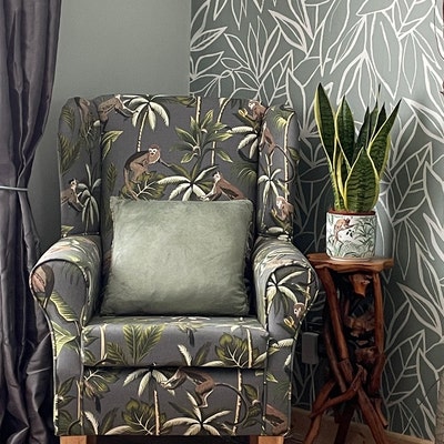 Stag Deer Wingback Sofa 2 Seater Upholstered Fireside Queen Anne ...