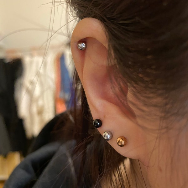 Labret, Piercing Ball, 16g 316L Stainless Steel Labret, Flat Back ...