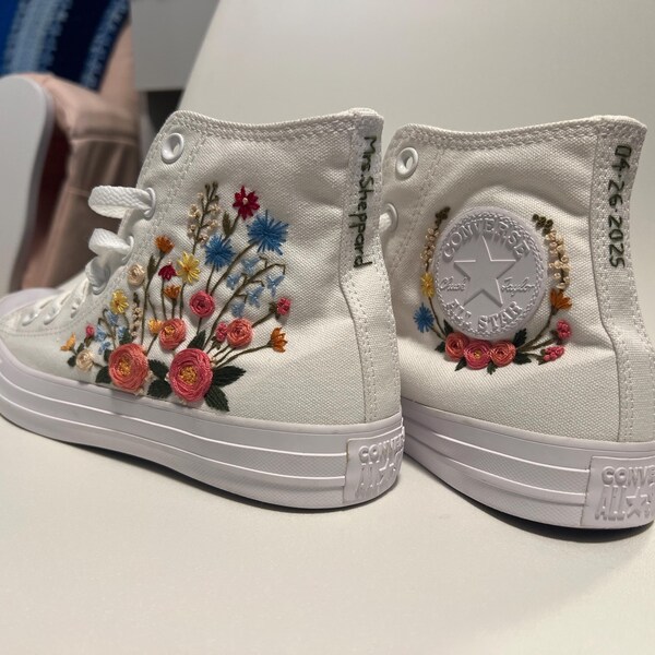 Converse High Tops/embroidered Converse/custom Desert and Cactus ...