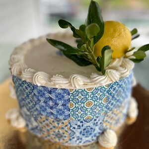 Positano Italy Tile Pattern Edible Image Sheet Cake Topper or Wrap ...