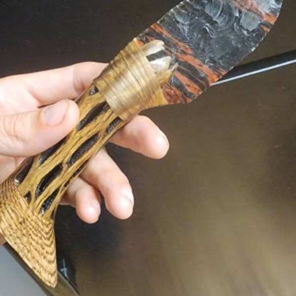 Red and Black Obsidian Drop Point Knife Faux African Handle Flint ...