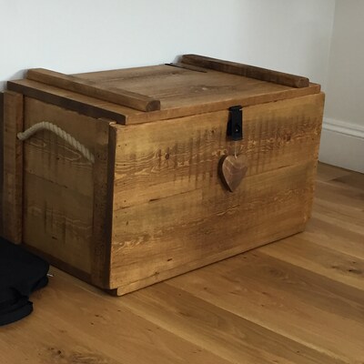 Rustic Wooden Chest Trunk Blanket Box Shabby Vintage Coffee - Etsy