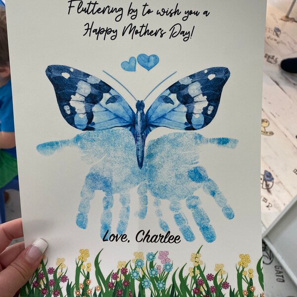 Mothers Day Handprint Craft, Fluttering by to Wish You a Happy Mothers ...