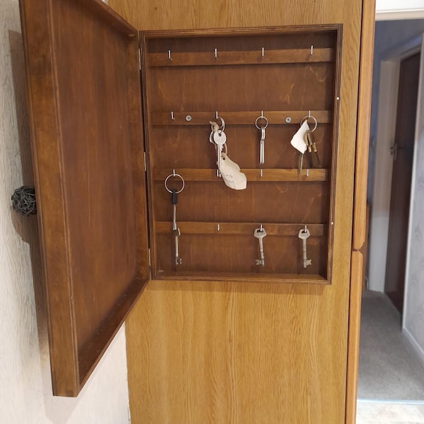 Walnut Dark Shutters Natural Wooden Family Big Key Box, Hanging Key Box ...