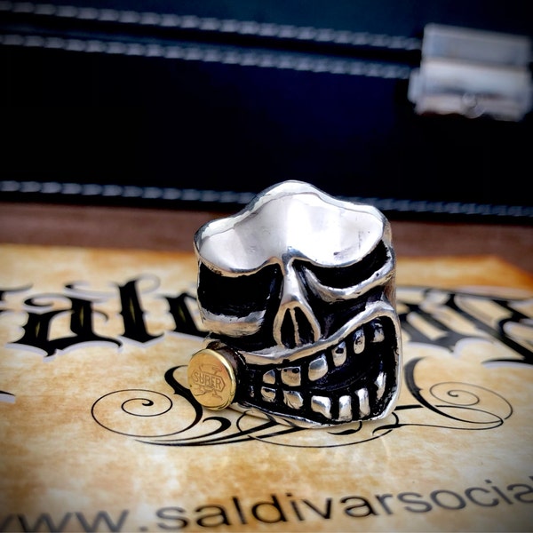 MINI SINISTER Sterling Silver Skull Ring Skull Ring Biker Ring Men's ...