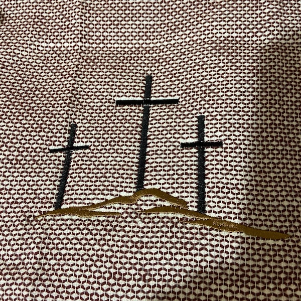 Religious Machine Embroidery Design - Three Crosses on Hill - Christian ...