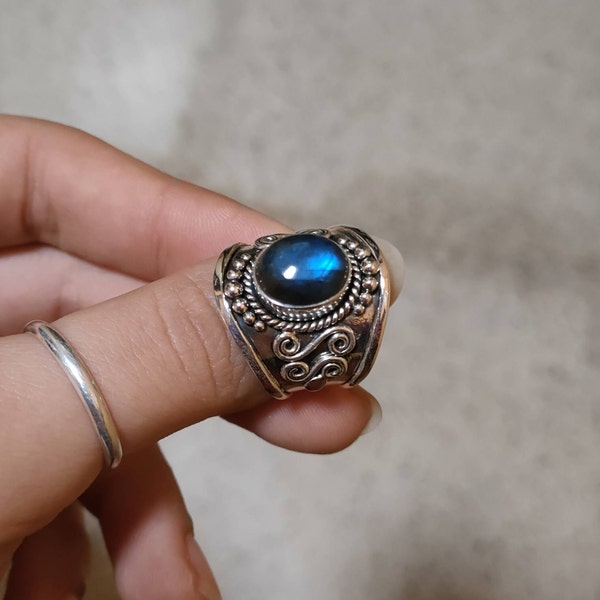 Natural Large Pear Shape Purple Labradorite Stone Pendant, 925 Sterling ...