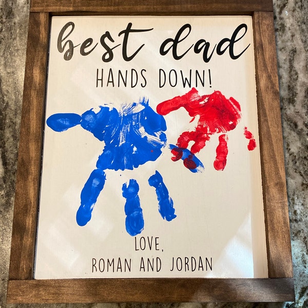 DAD - Father's Day Gift, Father's Day Sign, DIY Handprint Sign, Gifts ...