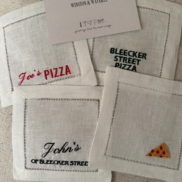 Custom Jumbo Fishtail Letter Monogram Embroidered Cocktail Napkin Set ...