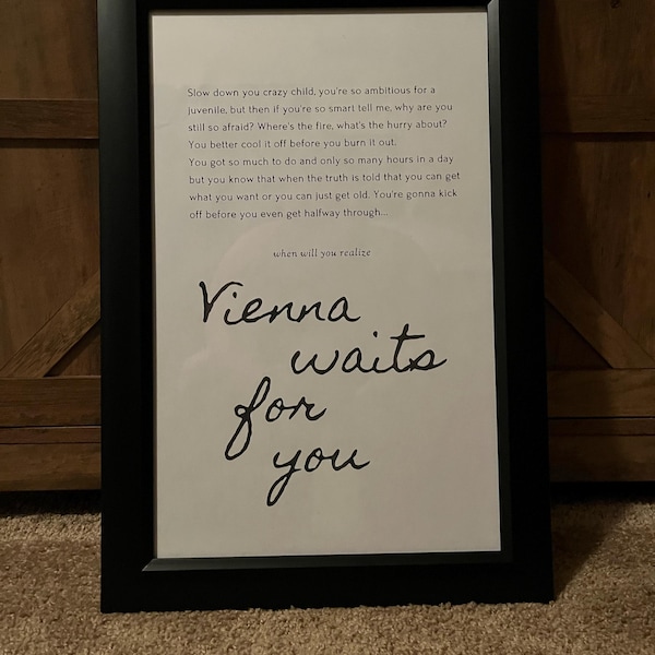 Vienna Song Lyrics Print: Billy Joel, Landscape Wall Art (digital ...