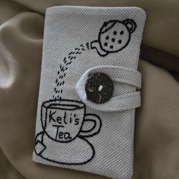 Personalized Monogrammed Tea Bag Wallet, Linen and Cotton Tea Bag ...